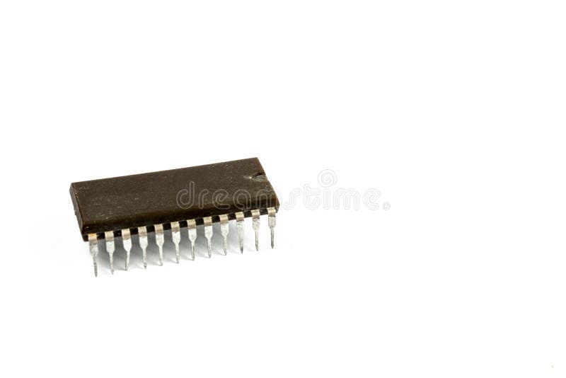 Very Old Computer Chip Isolated on a White Background. Stock Photo ...
