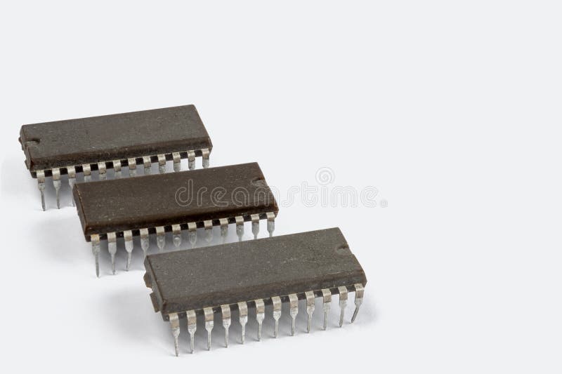 Very Old Computer Chip Isolated on a White Background. Stock Image ...