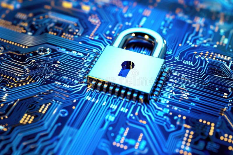 A Computer Chip with a Key on it Stock Photo - Image of vulnerability ...