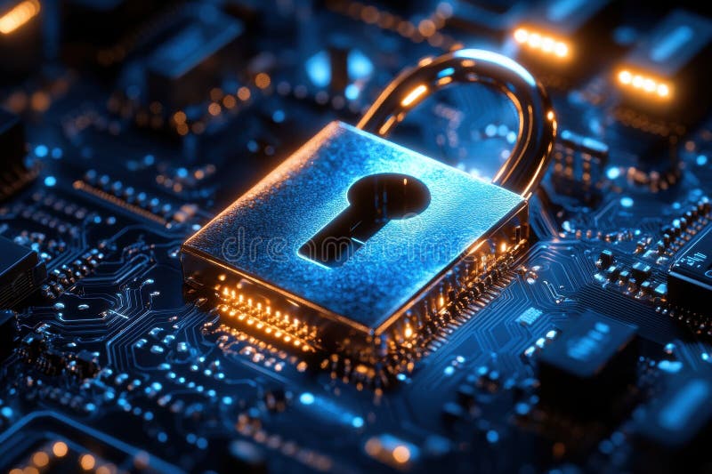 A Computer Chip with a Keyhole on it Stock Image - Image of antivirus ...