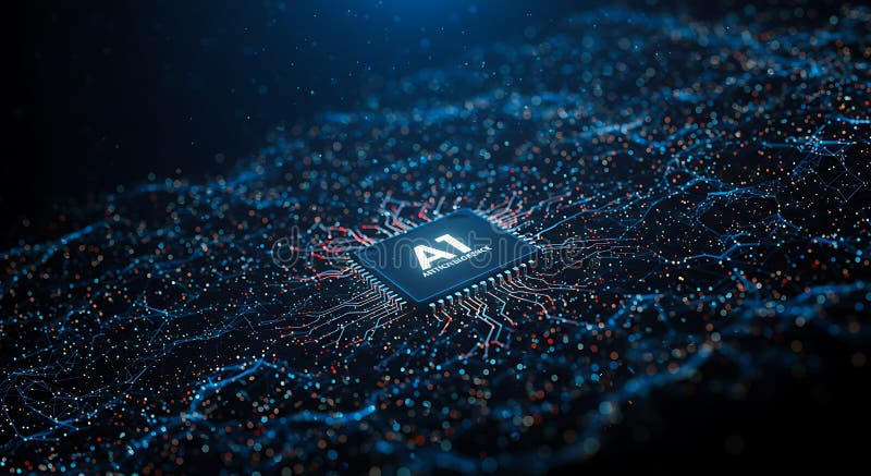 A Computer Chip Labeled "AI" is Depicted Amidst a Network of ...