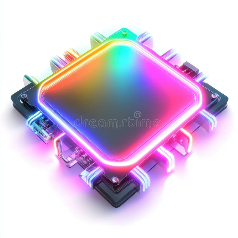 A Computer Chip with a Light on it Stock Illustration - Illustration of ...