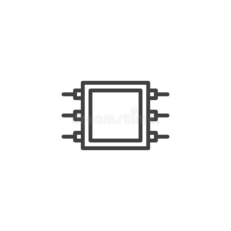 Computer chip line icon stock vector. Illustration of perfect - 165743308