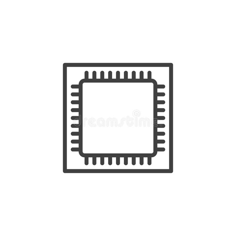 Computer chip line icon stock illustration. Illustration of electronic ...