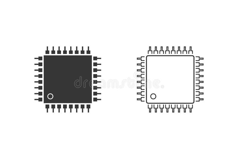 Computer Chip Line Icon Set Vector Illustration Stock Vector ...