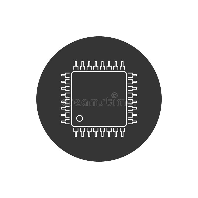 Computer Chip Line Icon Vector Illustration in Modern Flat Stock Vector ...