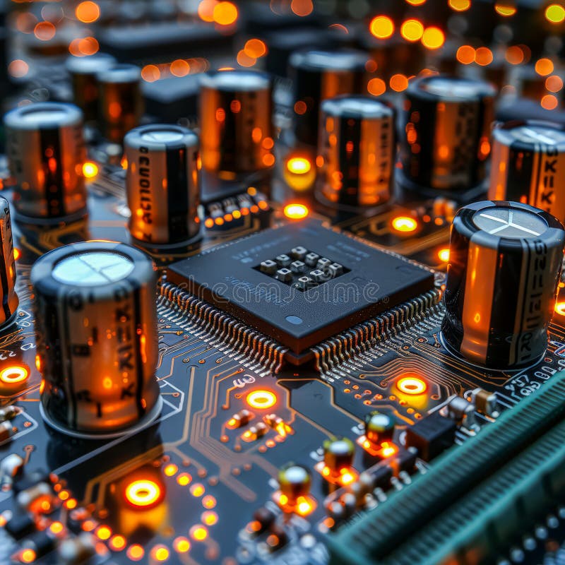 Computer Chip is Lit Up in a Cityscape. Stock Image - Image of ...
