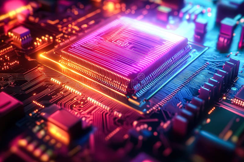 Computer Chip Lit Up Neon Colors Stock Photos - Free & Royalty-Free ...