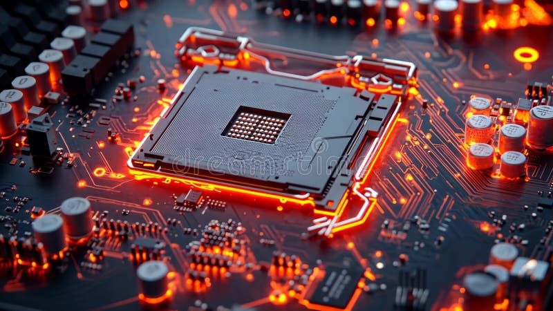 A Computer Chip is Lit Up with Orange Lights Stock Footage - Video of ...