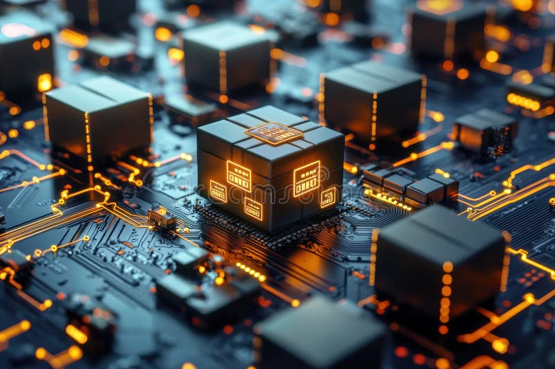 Computer Chip Lit Up Orange Lights Stock Photos - Free & Royalty-Free ...