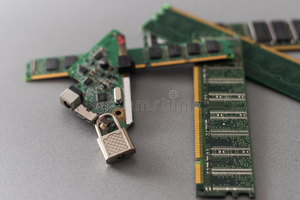 Computer Chip Locked , Computer Security Conception. Stock Image ...