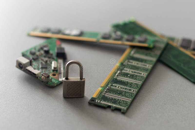 Computer Chip Locked , Computer Security Conception. Stock Photo ...