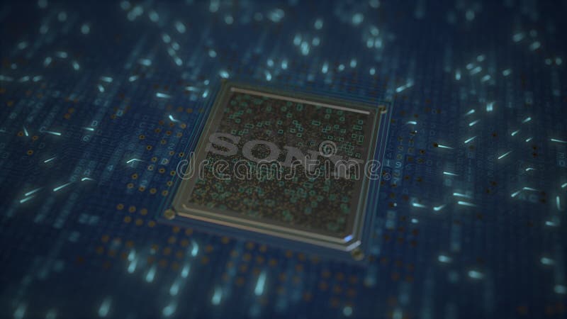 Computer Chip with the Logo of SONY. Conceptual Editorial 3d Rendering ...