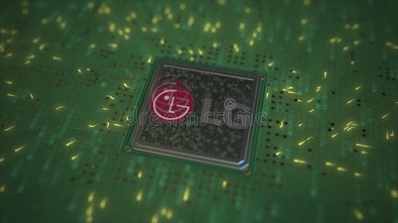 LG Logo on the Chip on Computer Board. Conceptual Editorial 3d ...