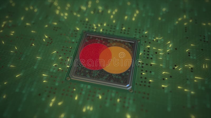 Computer Chip with the Logo of MASTERCARD. Conceptual Editorial 3d ...