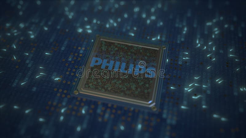 Computer Chip with the Logo of PHILIPS. Conceptual Editorial 3d ...