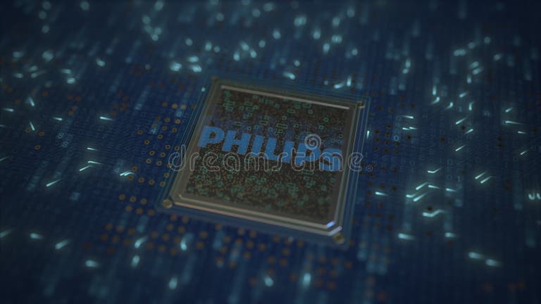 Computer Chip with the Logo of PHILIPS. Conceptual Editorial 3d ...