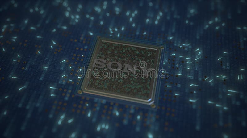 Computer Chip with the Logo of SONY. Conceptual Editorial 3d Animation ...