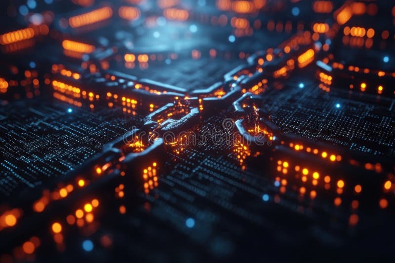 A Computer Chip with a Lot of Lights on it Stock Image - Image of ...