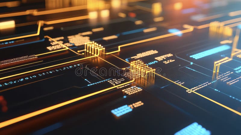 A Computer Chip with a Lot of Lines and Numbers Stock Illustration ...