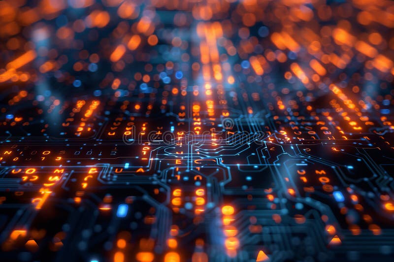 Computer Chip Lot Orange Blue Lights Stock Photos - Free & Royalty-Free ...