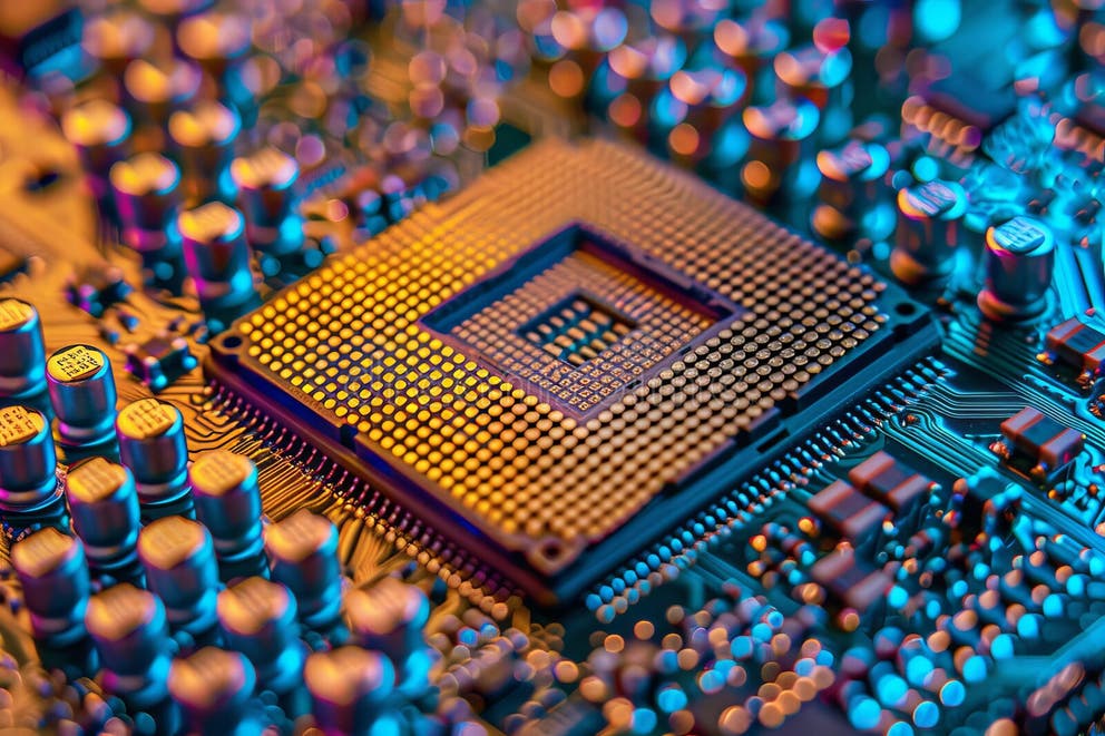 Computer Chip Macro Photo, Electronic Processor Microchip, Motherboard ...