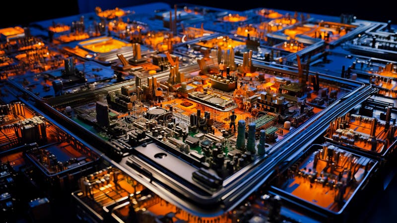 Computer Chip Manufacturing at Fab. Concept. Generative Ai Technology ...