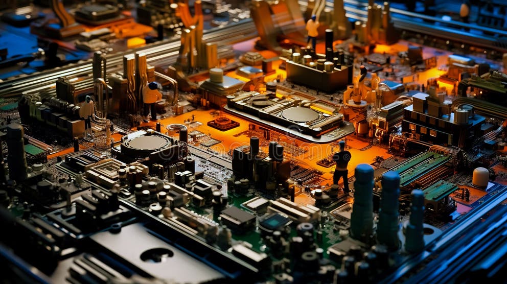 Computer Chip Manufacturing at Fab. Concept. Generative Ai Technology ...