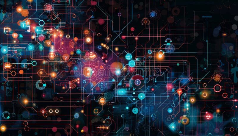 A Computer Chip with Many Red Lights on it by AI Generated Image Stock ...