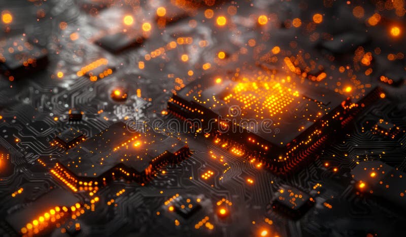 A Computer Chip with Many Small Lights on it Stock Photo - Image of ...