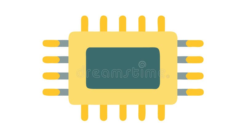 Computer Chip Microprocessor Outline Vector Icon, Vector Design Generative AI Stock Illustration ...