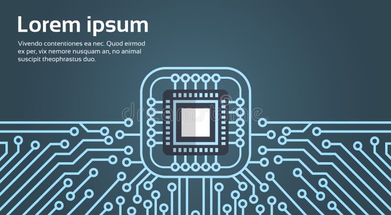 Micro Processor Computer Chip Motherboard System Banner with Copy Space ...