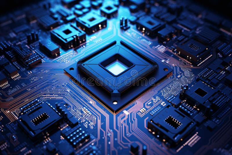 Computer Chip on the Motherboard Close-up. Integrated Communication ...