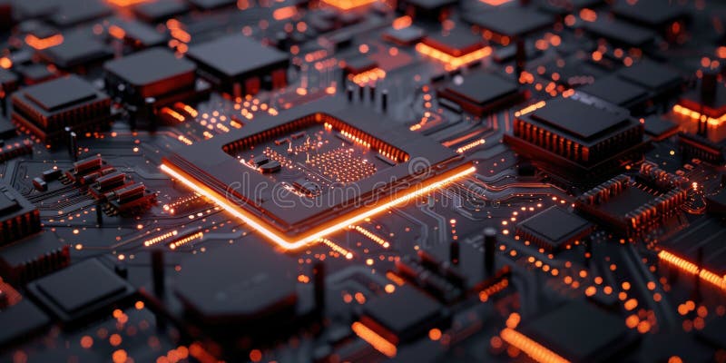 Computer Chip on Motherboard Close Up Stock Image - Image of microchip ...