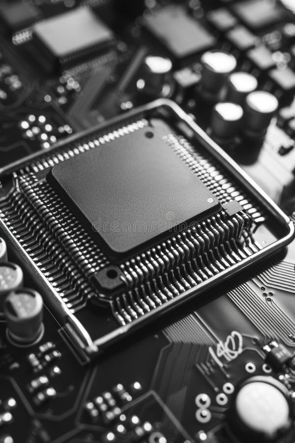 Computer Chip on Motherboard Stock Photo - Image of hardware ...