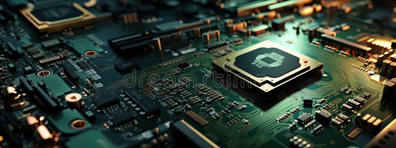 Computer Chip and Motherboard of a Supercomputer. Stock Illustration ...