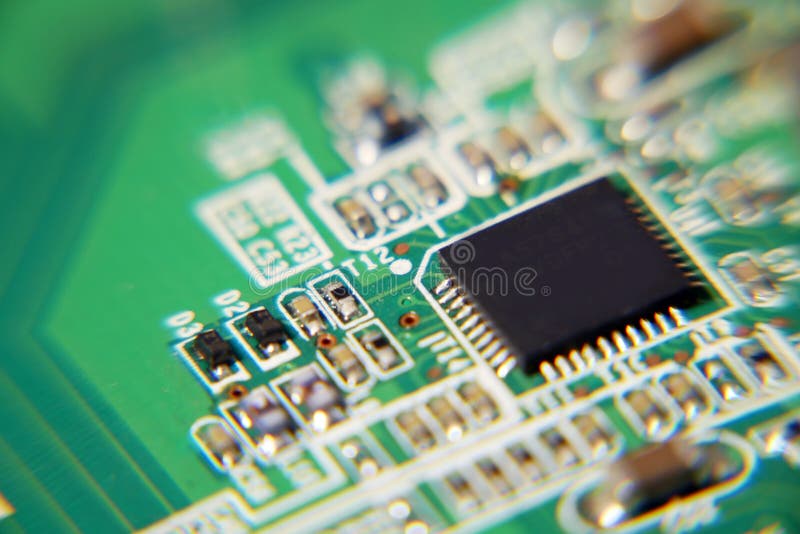 Computer Chip, Motherboard, Futuristic Circuit Board with Electrons ...