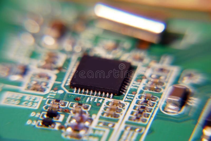 Computer Chip, Motherboard, Futuristic Circuit Board with Electrons ...