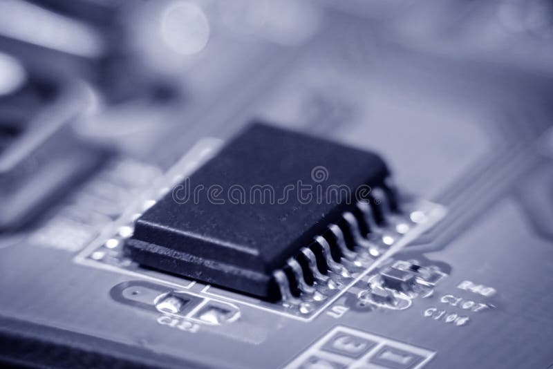 Computer Chip, Motherboard, Futuristic Circuit Board with Electrons ...