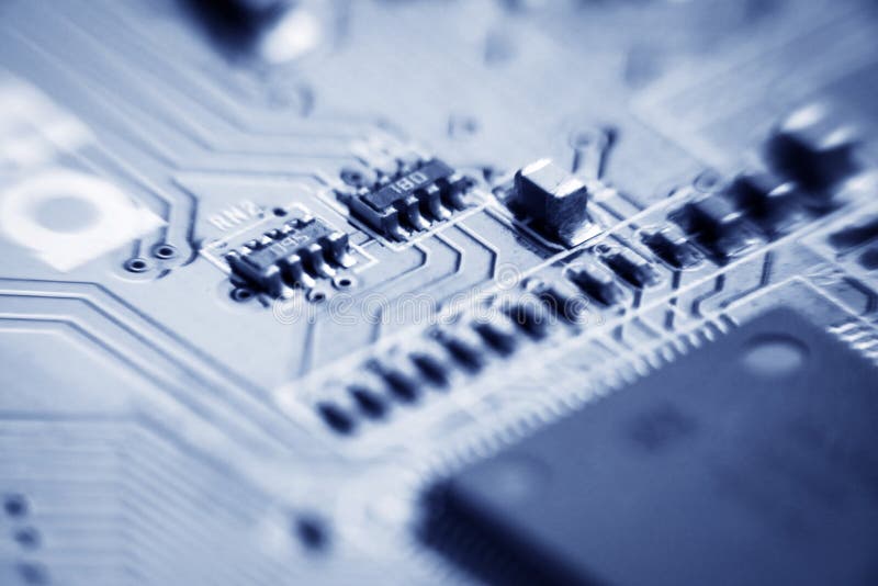 Computer Chip, Motherboard, Futuristic Circuit Board with Electrons ...