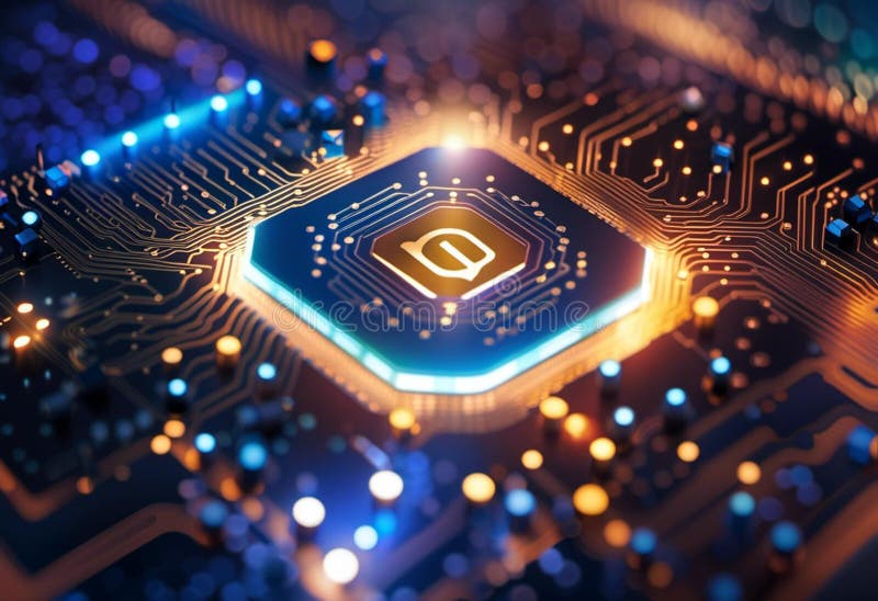 Computer Chip Mounted on a Printed Circuit Board, AI-generated. Stock ...