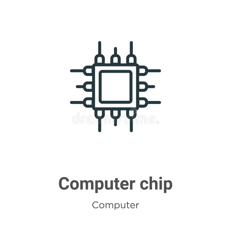 Computer Chip Outline Vector Icon. Thin Line Black Computer Chip Icon ...