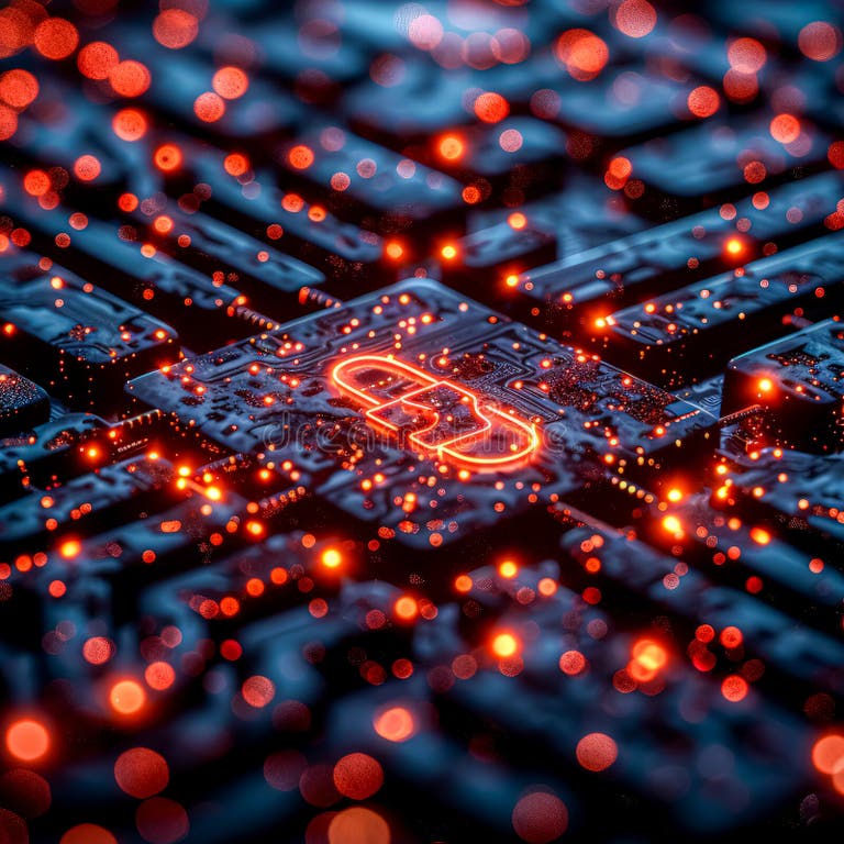 A Computer Chip with a Padlock Stock Image - Image of machine ...