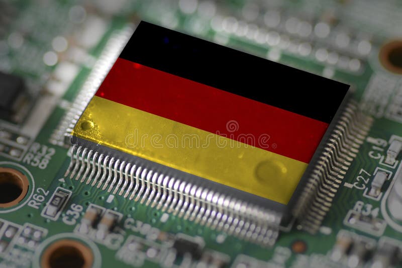 Computer Chip on PCB Board with Germany Flag Stock Image - Image of ...