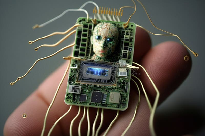 A Computer Chip is Placed Under a Persons Skin. Stock Illustration ...