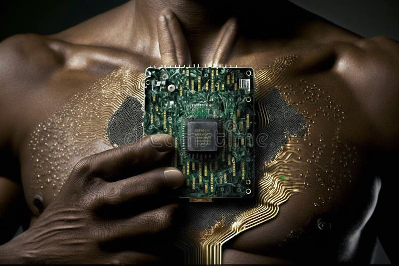 A Computer Chip is Placed Under a Persons Skin. Stock Illustration ...