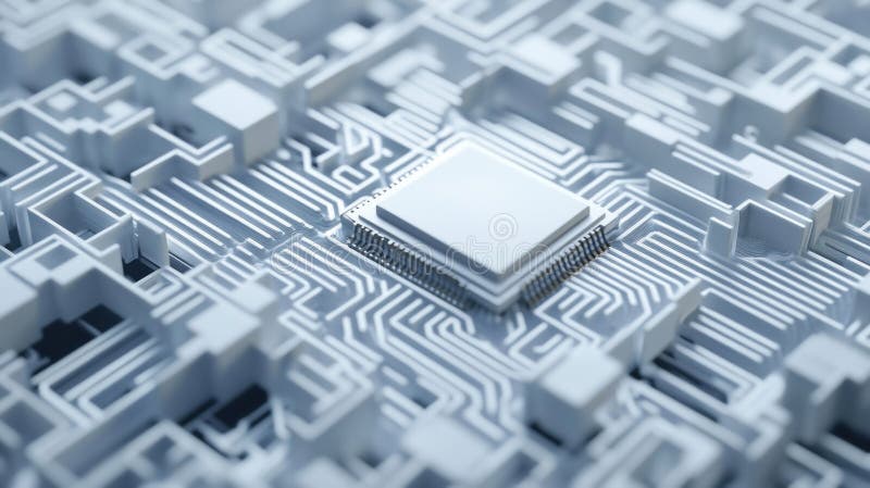 A Computer Chip on a Printed Circuit Board Stock Illustration ...