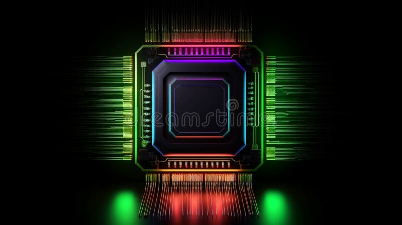 Computer Chip with Processor Background. Created with Generative Ai Technology Stock ...