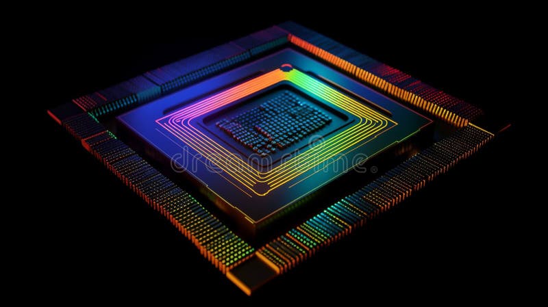Computer Chip with Processor Background. Created with Generative Ai Technology Stock ...