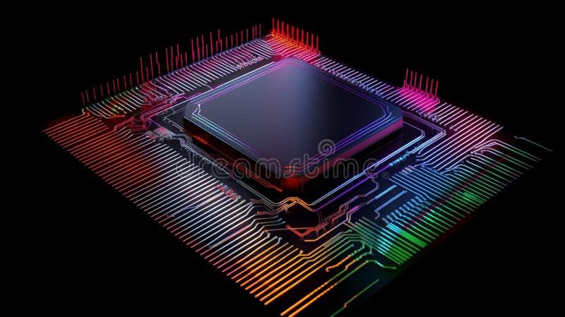 Computer Chip with Processor Background. Created with Generative Ai Technology Stock ...